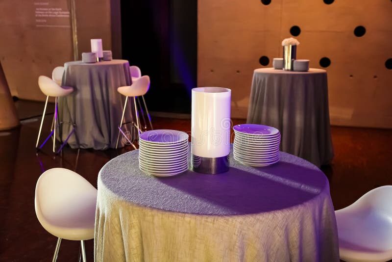 Interior Decoration of a Restaurant with Small Tables and Lamps and a ...