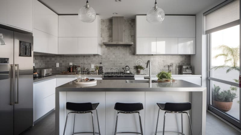 Interior Deisgn of Kitchen in Modern Style with Statement Backsplash ...