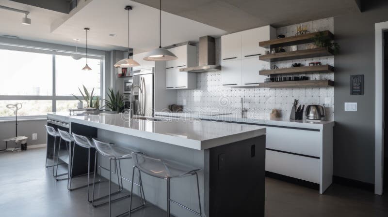 Interior Deisgn of Kitchen in Modern Style with Statement Backsplash ...