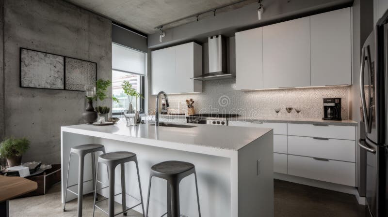 Interior Deisgn of Kitchen in Modern Style with Statement Backsplash ...