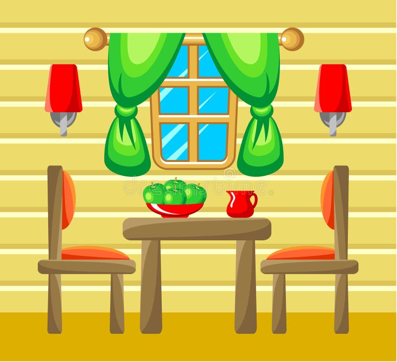 Interior del comedor. ilustración del vector. Ilustración de amarillo ...