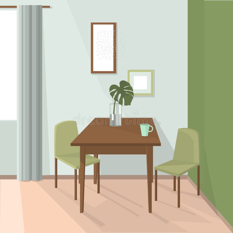Interior Del Comedor Vector De Cena Con Las Sillas Ilustración del ...