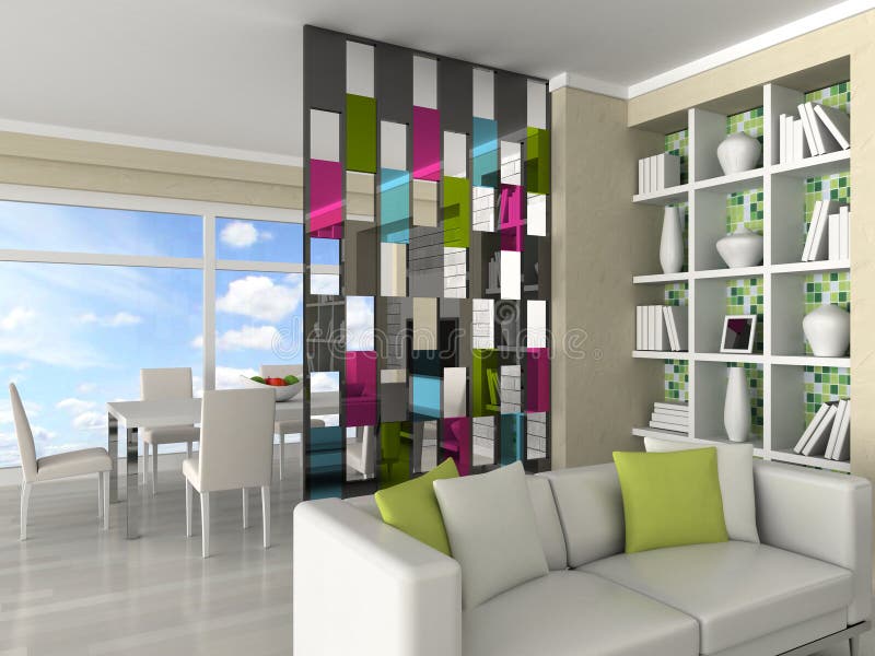 Interior Del Cuarto Moderno, Sala De Estar Stock de ilustración ...
