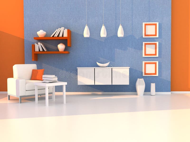 Interior Del Cuarto Moderno, Sitio De Estudio Stock de ilustración ...