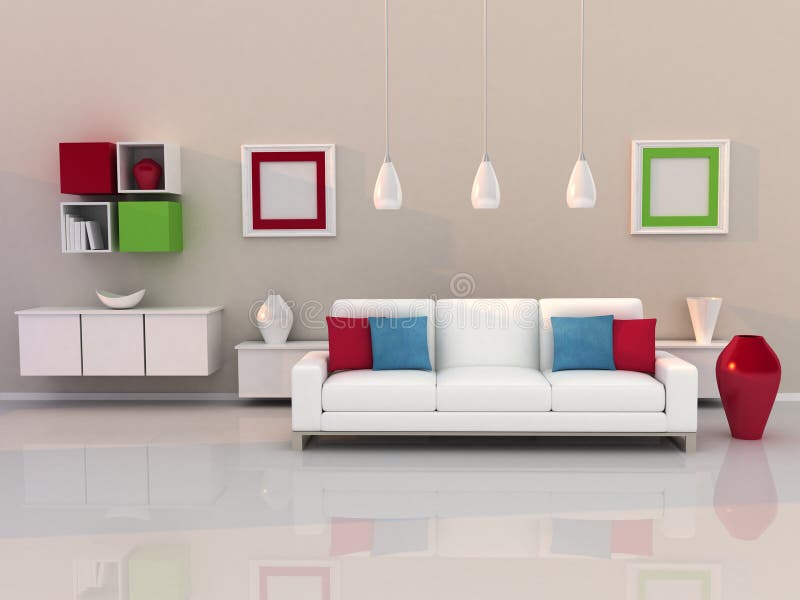 Interior Del Cuarto Moderno, Sitio De Estudio Stock de ilustración ...