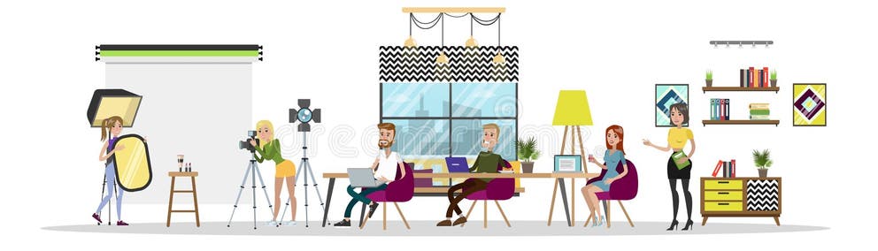 Interior Del Estudio Del Diseño Ilustración del Vector - Ilustración de lugar, fondo: 123157922