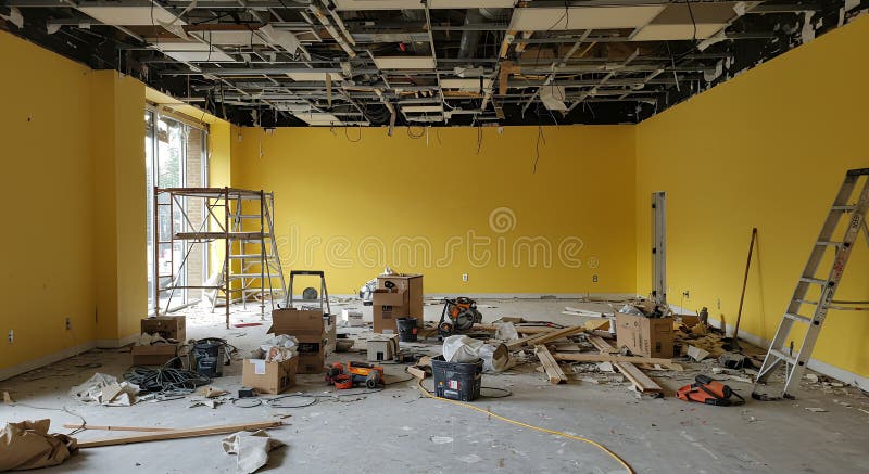 Renovation Chaos: Interior Demolition Scene with Tools & Debris ...