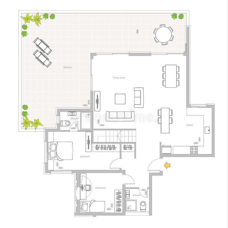 Floor plan stock illustration. Illustration of bedroom - 14219248