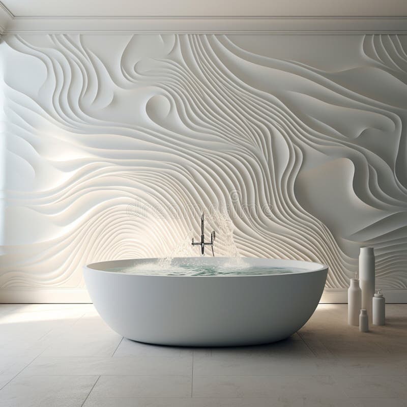 Interior Design with Abstract White Curve Lines Wallpaper, Luxury ...
