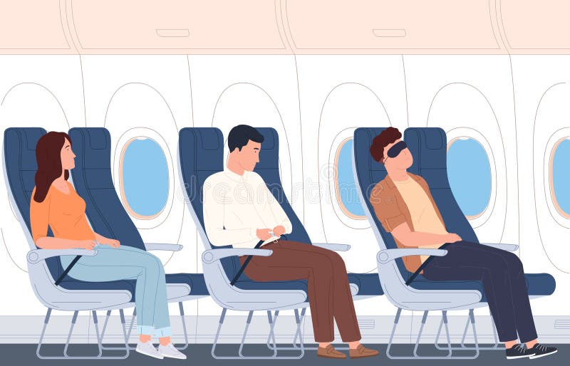 Interior Design of an Airplane Cabin with Passengers. Airplane Cabin ...