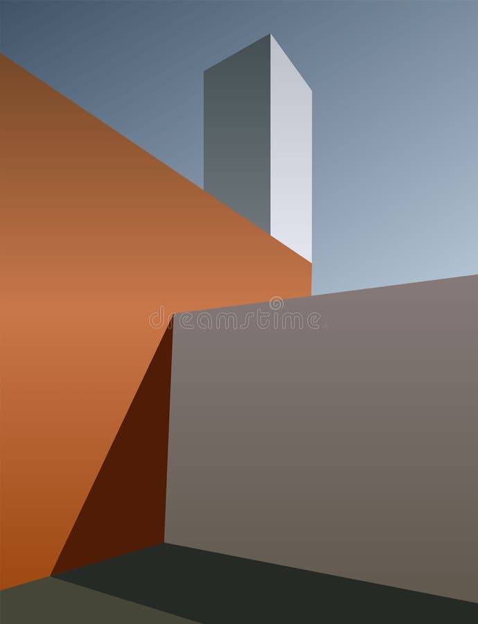 Interior Design Background Simple Modern Building with Sky Illustration ...