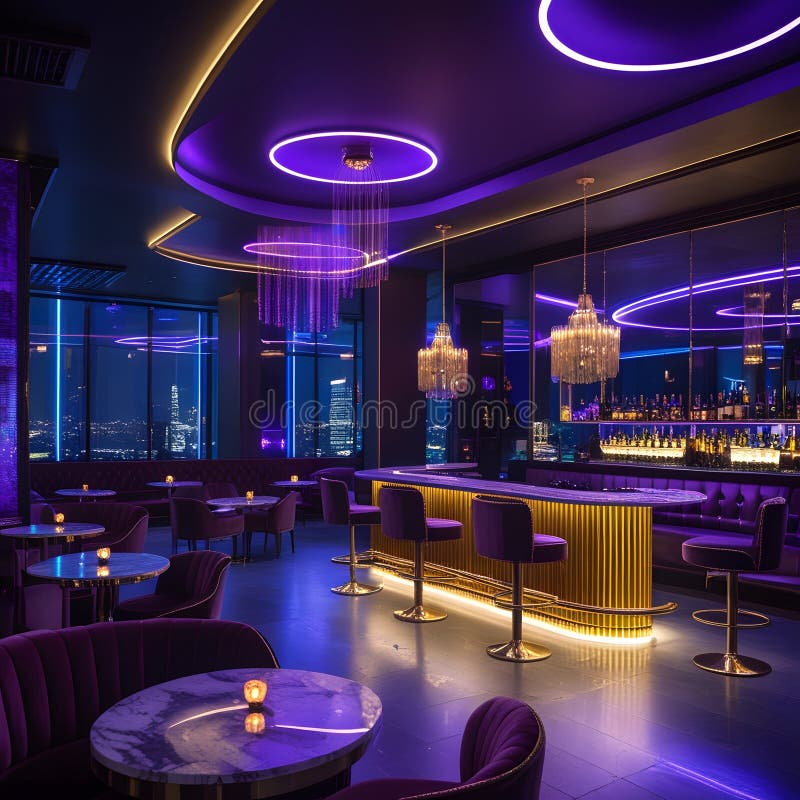 The Interior Design of a Bar with a Modern Touch and Lighting ...