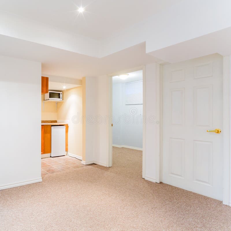 Empty Basement Bedroom Interior Design Stock Image - Image of ...