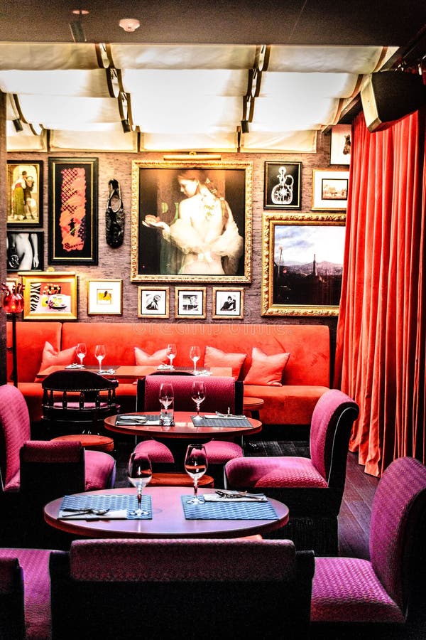 Interior Design of Beautiful Lounge Bar Restaurant with Table Seating ...