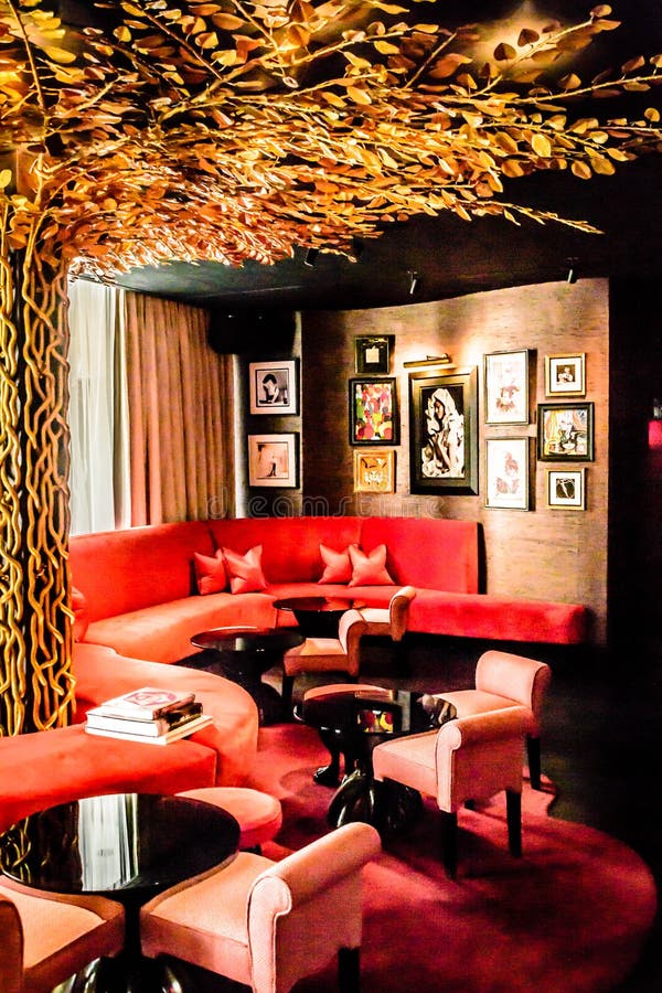 Interior Design of Beautiful Lounge Bar Restaurant with Table Seating ...