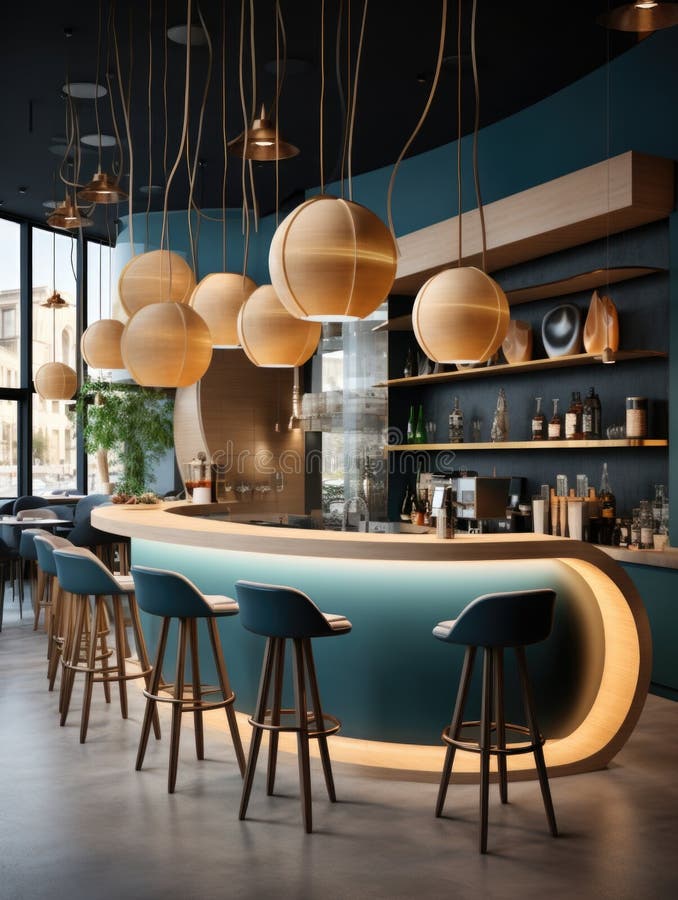 Interior Design of Beautiful Modern Cafe, Bar Stock Illustration ...