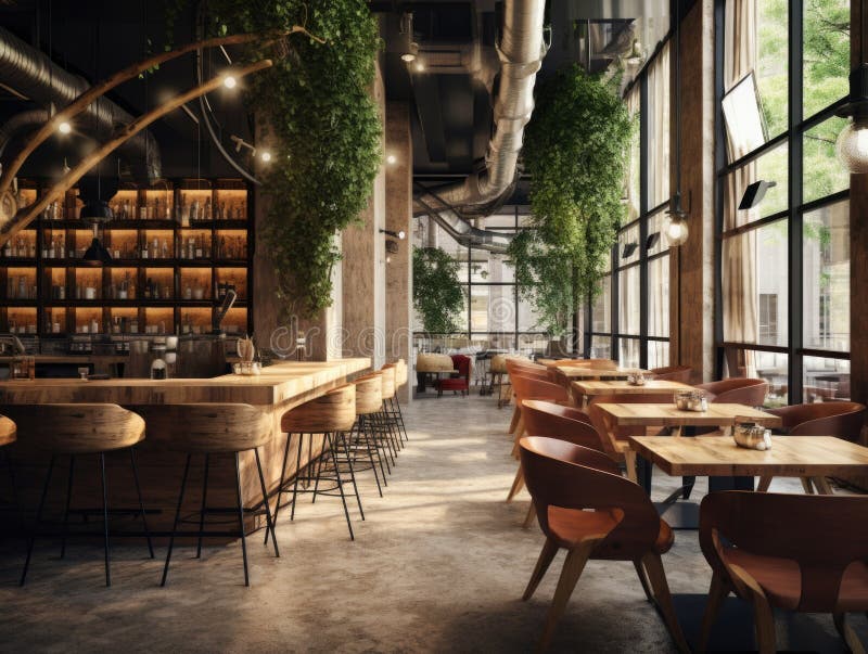 Interior Design of Beautiful Modern Cafe, Bar Stock Image - Image of ...