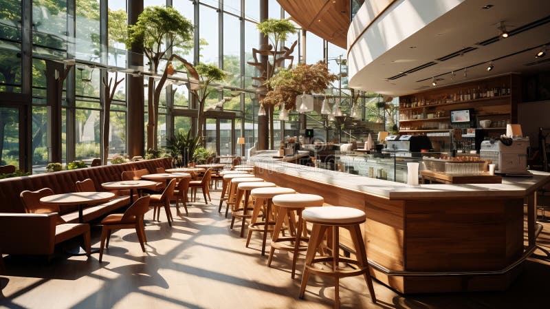 Interior Design of Beautiful Modern Cafe Bar. Generative AI. Stock ...