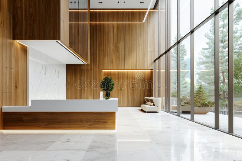 The Interior Design of a Beautiful Reception Area with White Marble ...