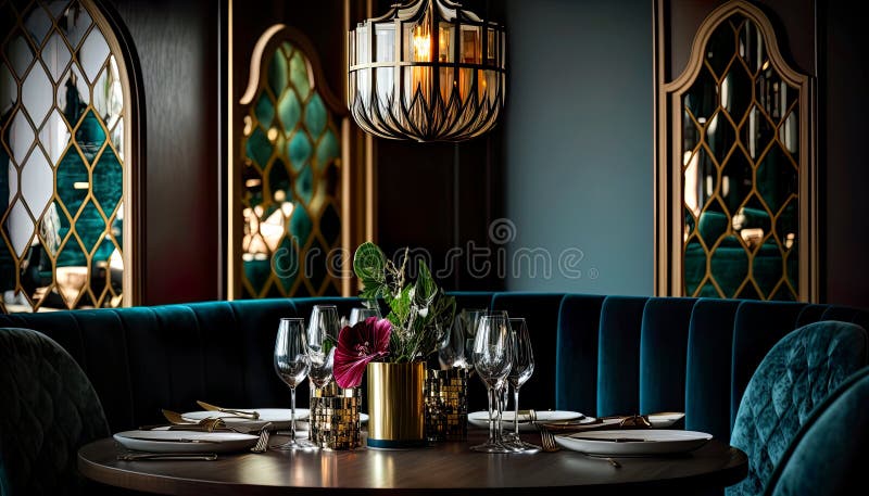 Interior Design of Beautiful Restaurant. Stock Illustration ...