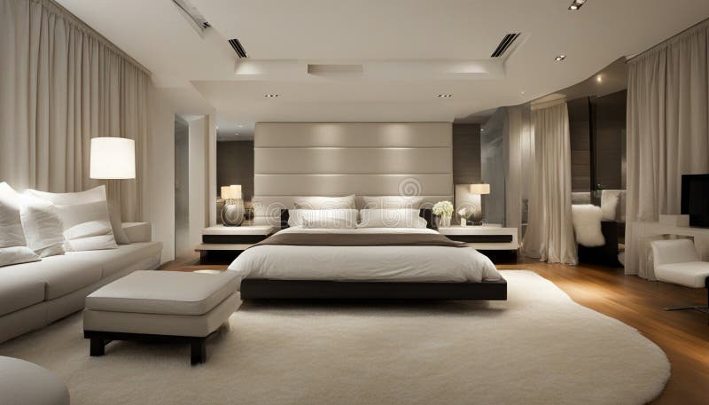 Interior Design: Big Modern Bedroom Stock Illustration - Illustration ...