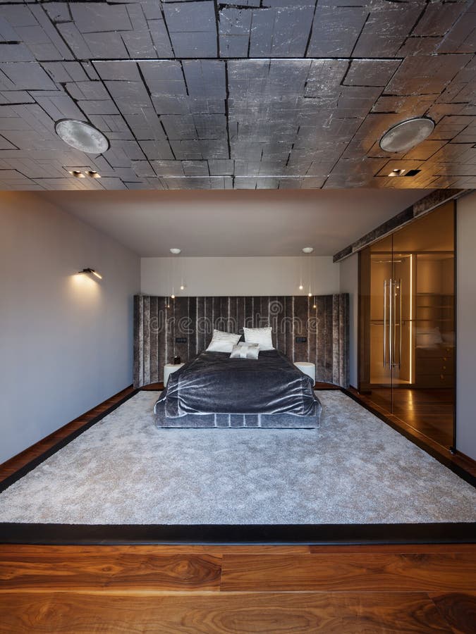 Interior Design: Big Modern Bedroom Stock Photo - Image of furniture ...