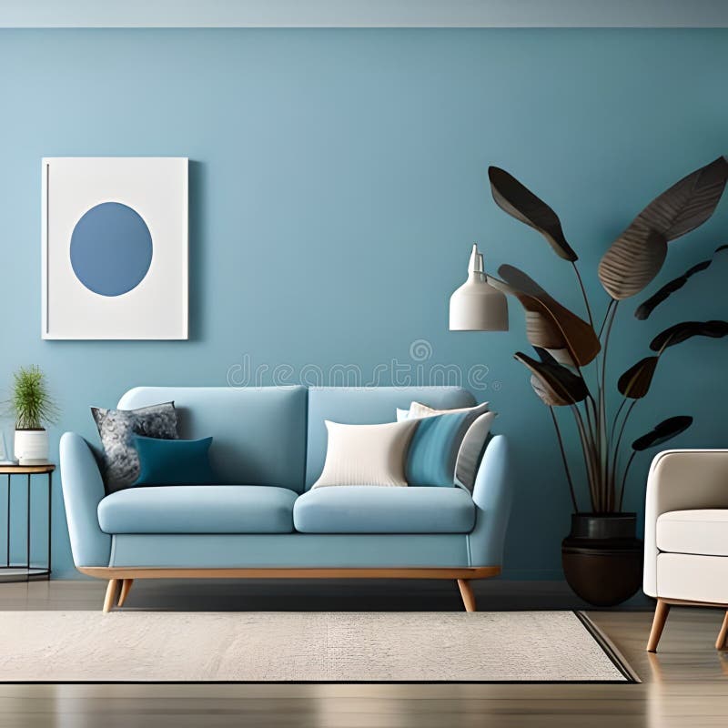 Interior Design Blue Color Schemes Stock Illustration - Illustration of ...