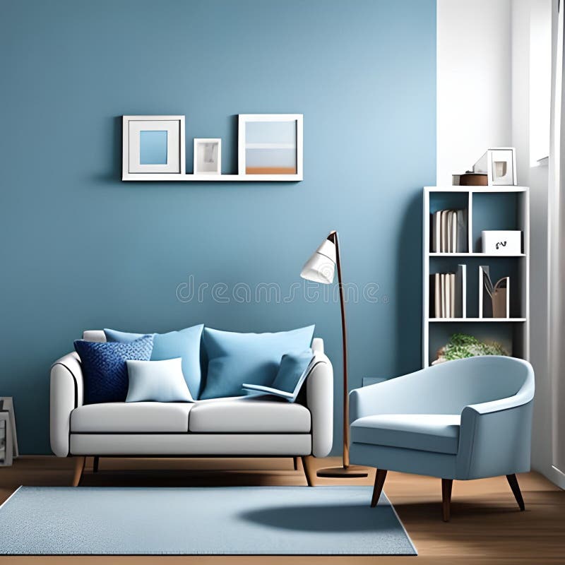 Interior Design Blue Color Schemes Stock Illustration - Illustration of ...