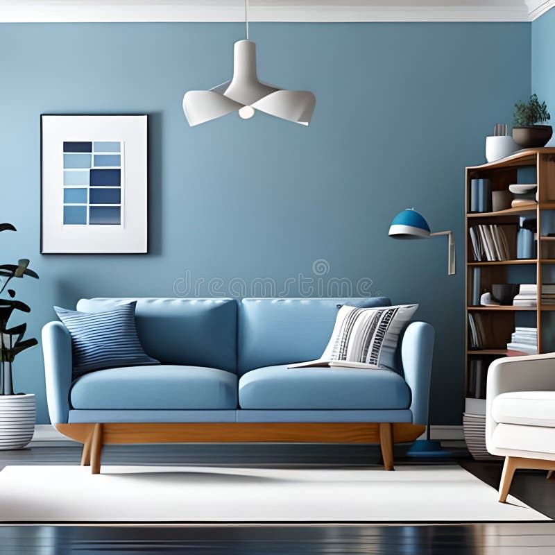 Interior Design Blue Color Schemes Stock Illustration - Illustration of ...