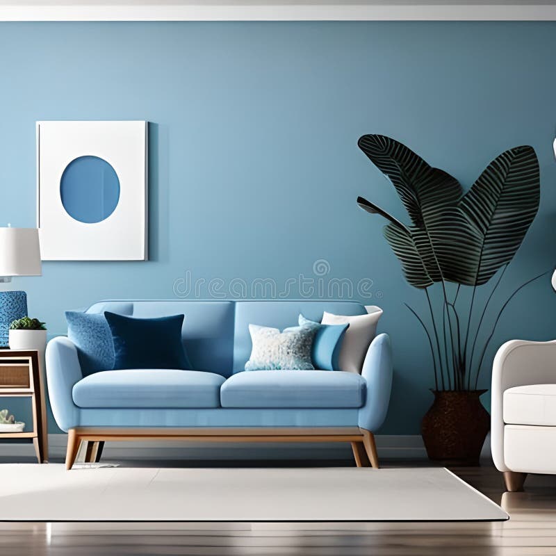 Interior Design Blue Color Schemes Stock Illustration - Illustration of ...