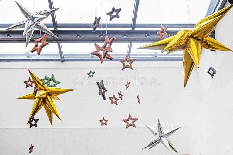 Interior Design in Bright 3D Stars on the Walls Stock Photo - Image of ...