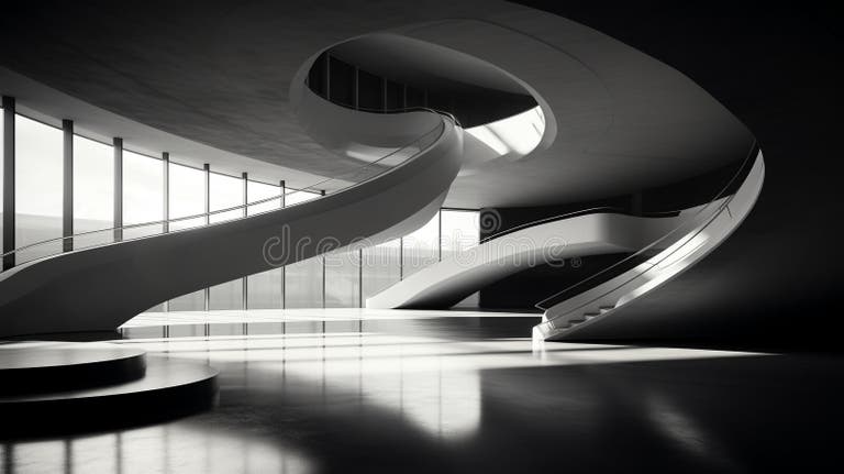 The Interior Design of the Building with Modern Curves. - Generative Ai ...