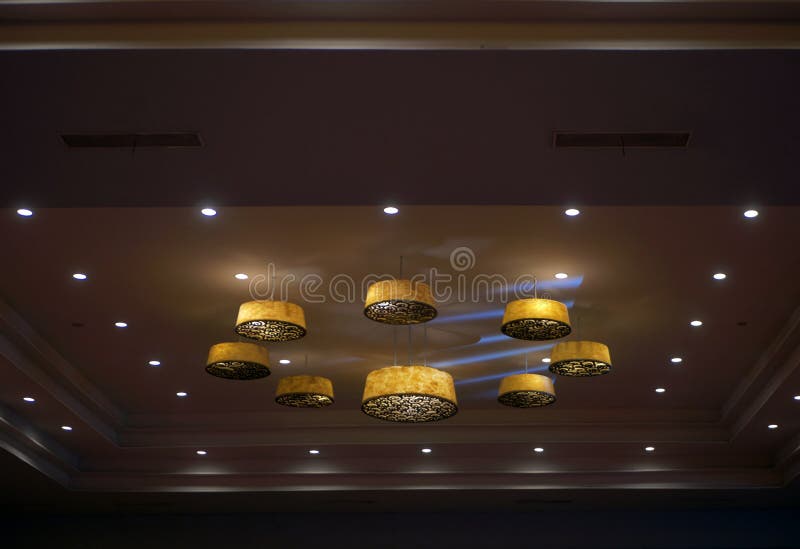 Interior Design of Ceiling Lights in a Building Stock Image - Image of ...