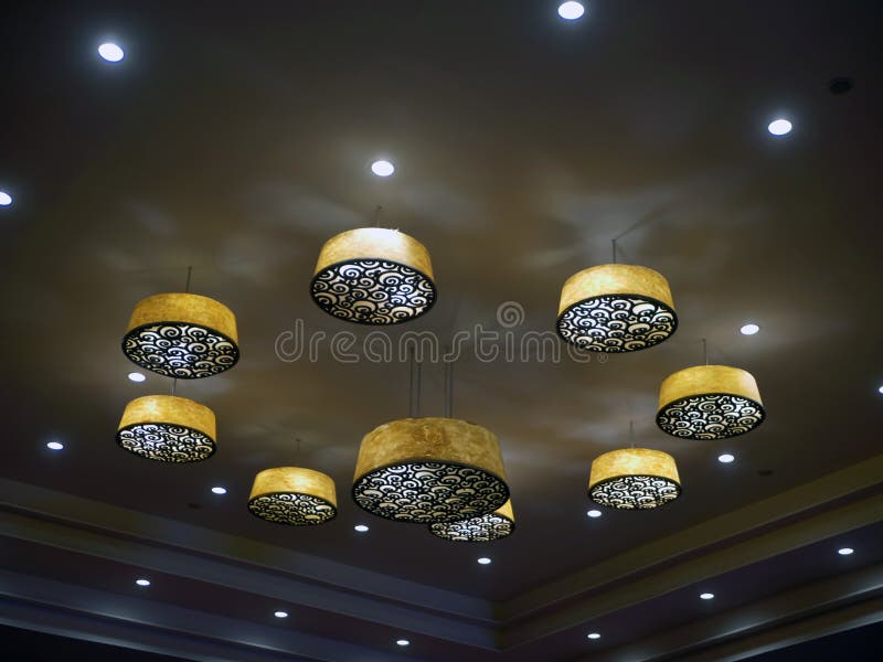Interior Design of Ceiling Lights in a Building Stock Image - Image of ...