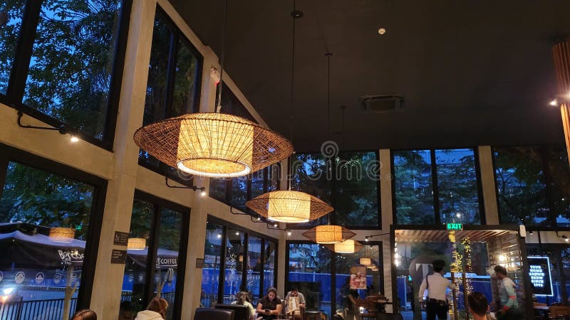 Coffee Shop Interior Design Using Native Materials Stock Photo - Image ...