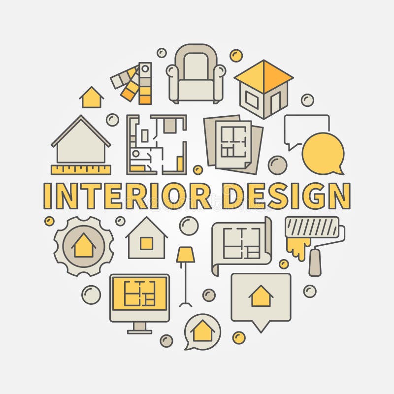 Interior Design Colorful Illustration Stock Vector - Illustration of ...