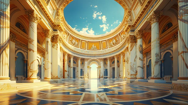 Beautiful Romanesque Hall Ai Generated Stock Photos - Free & Royalty ...