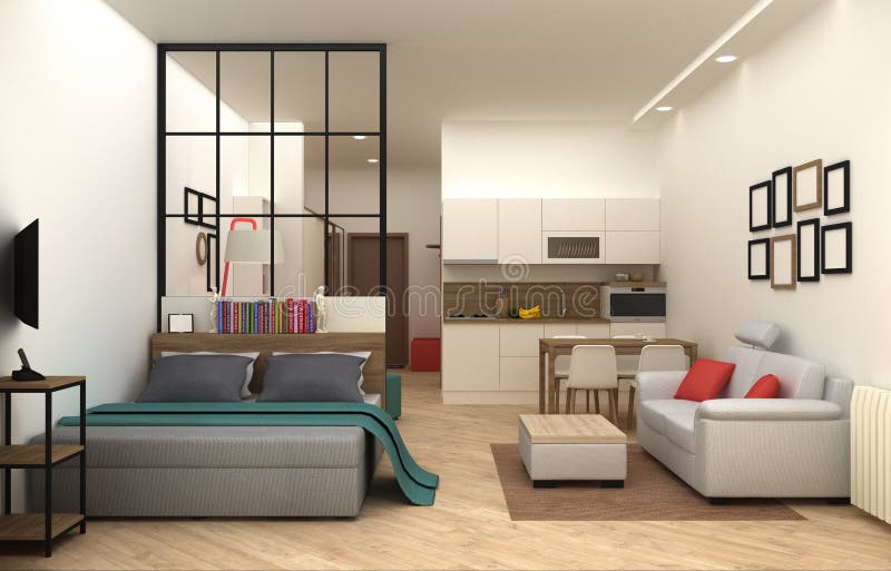 Interior Design of a Compact Apartment Stock Illustration ...