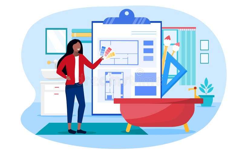 Interior design concept stock vector. Illustration of cartoon - 200083303