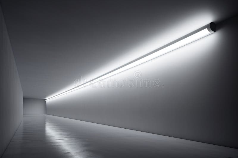 Big Corridor with White Glowing Light. Generative AI Stock Illustration ...