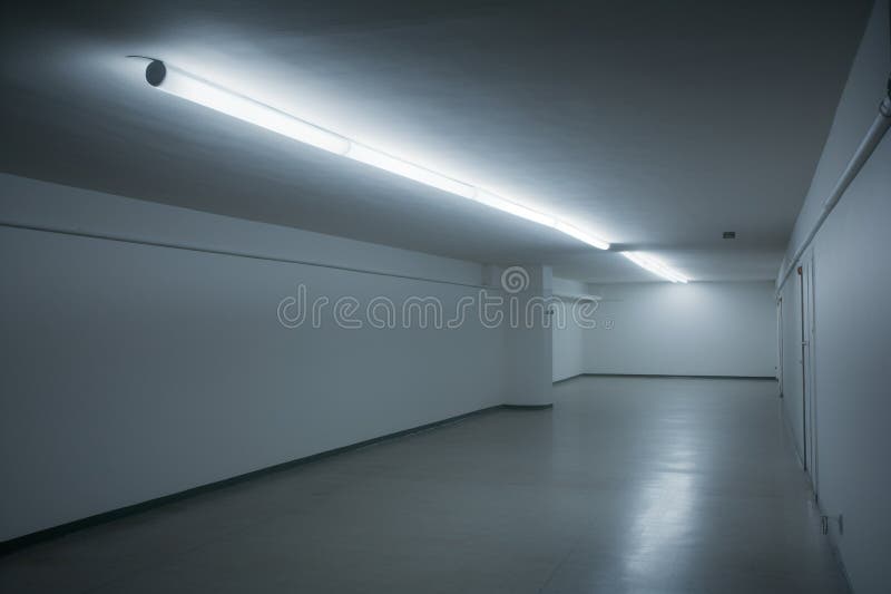 Big Corridor with White Glowing Light. Generative AI Stock Illustration ...