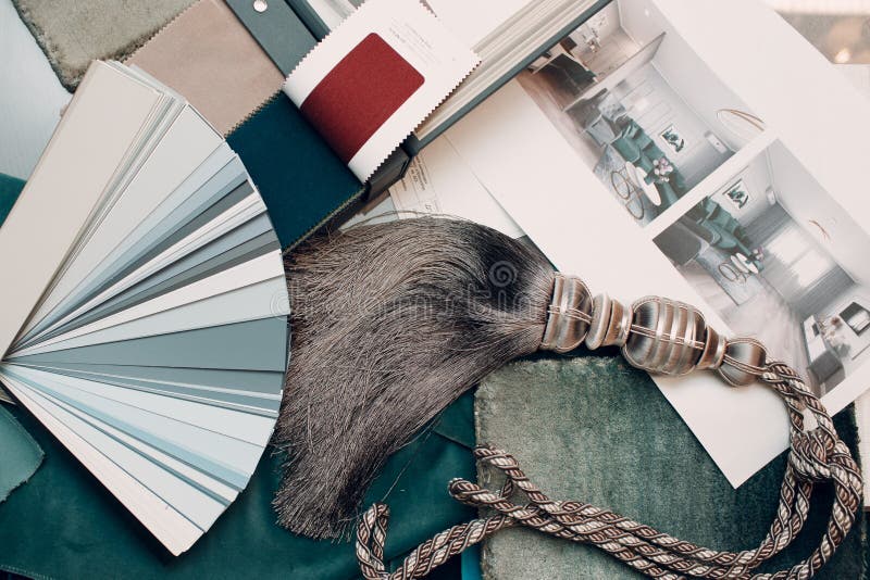 Interior Designer Woman at Work. Design and Interior Decoration. Stock ...