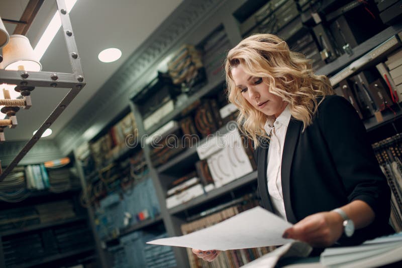 Interior Designer Woman at Work. Design and Interior Decoration. Stock ...