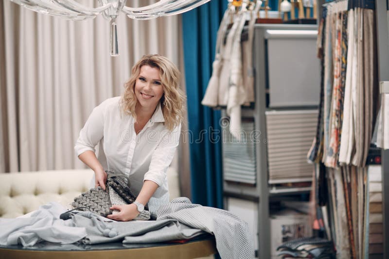 Interior Designer Woman at Work. Design and Interior Decoration. Stock ...