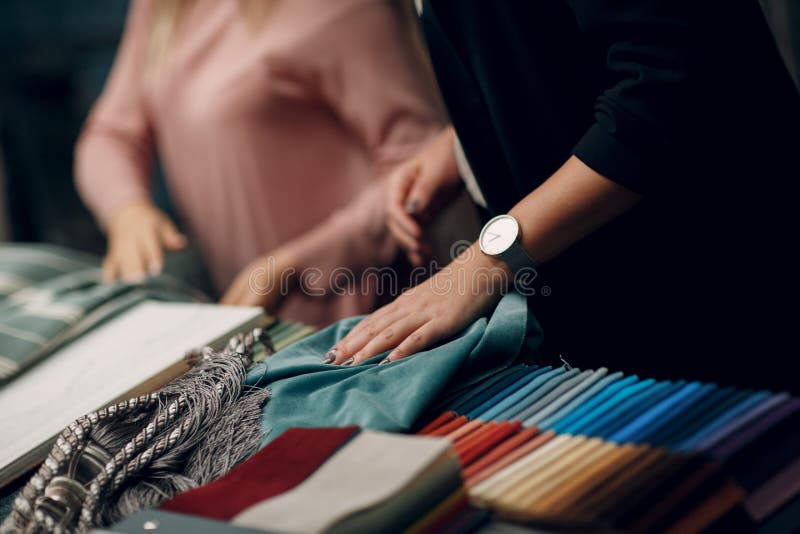 Interior Designer Woman at Work. Design and Interior Decoration. Stock ...