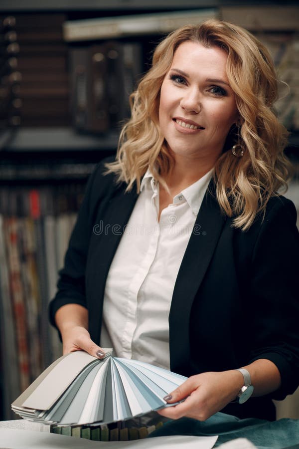 Interior Designer Woman at Work. Design and Interior Decoration. Stock ...