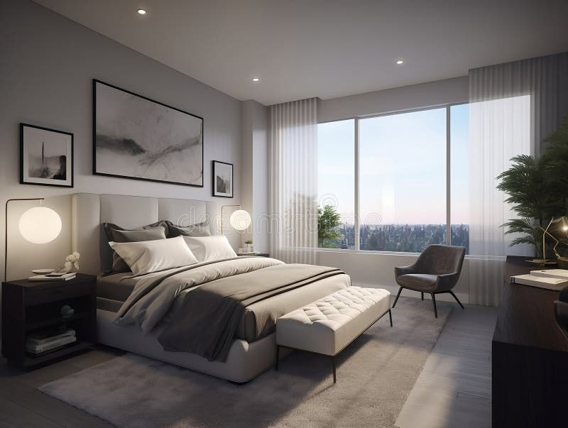 Interior Design Concept of Luxury Condo Bedroom. AI Generative Stock ...