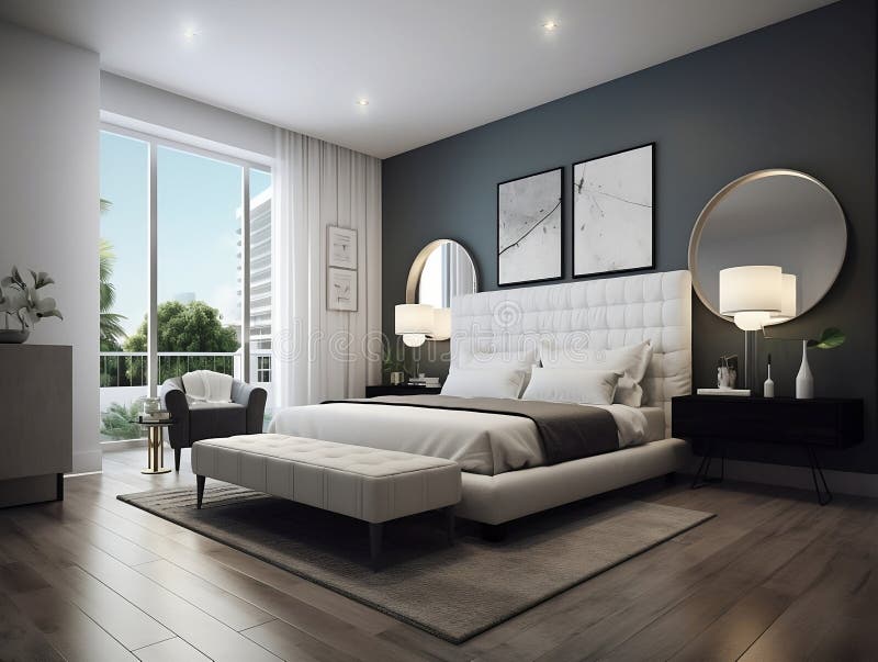 Interior Design Concept of Luxury Condo Bedroom. AI Generative Stock ...