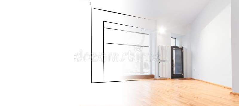 Interior Design Concept , Shop Sketch and Photo Stock Photo - Image of ...