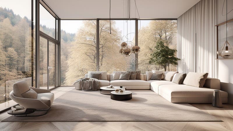 Interior Design of Cozy Living Room. Generative Ai Stock Illustration ...